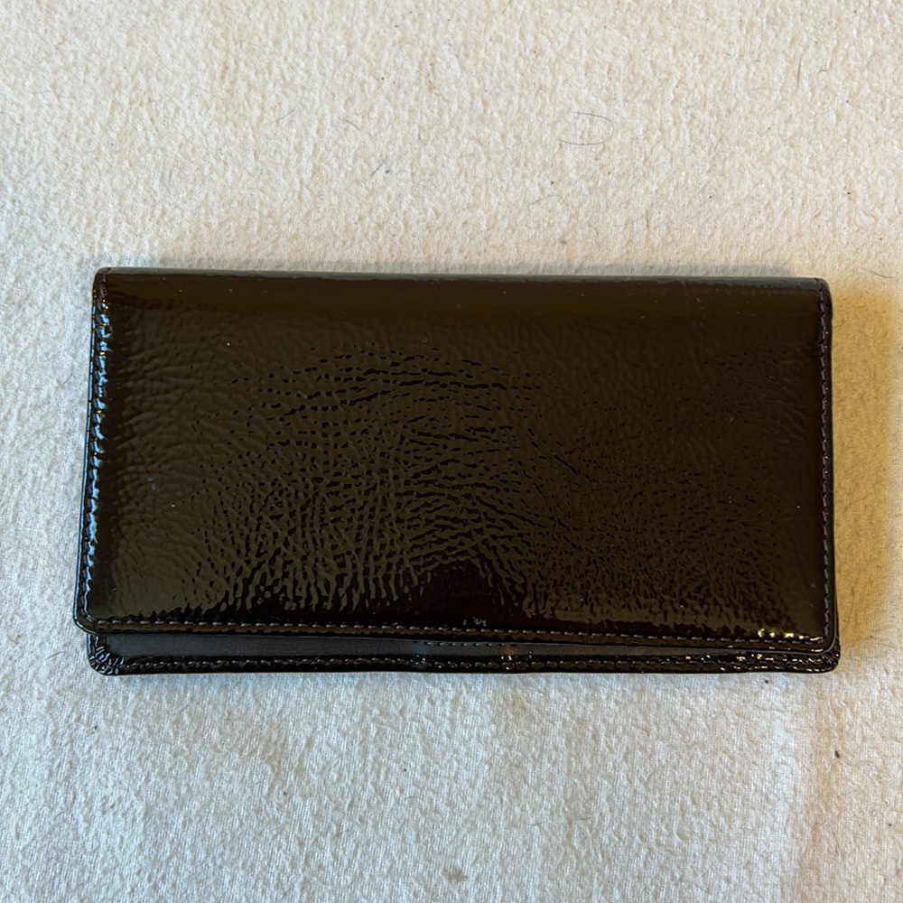 Coach Ashley Patent Leather Tri-Fold Checkbook Wallet - Gem